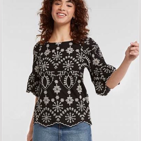 GAP | Tops | Gap Black White Embroidered Tunic Shirt Top | Poshmark